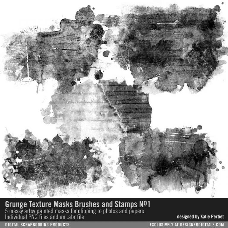 Grunge Texture Masks Brushes and Stamps 01 - Katie Pertiet Designs