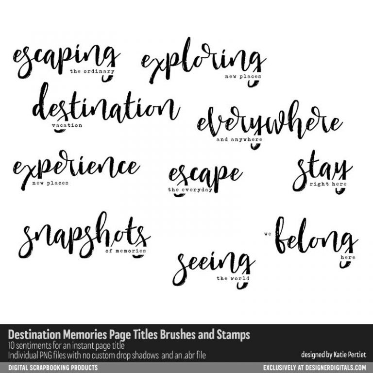 Destination Memories Page Titles Brushes and Stamps 01 - Katie Pertiet ...