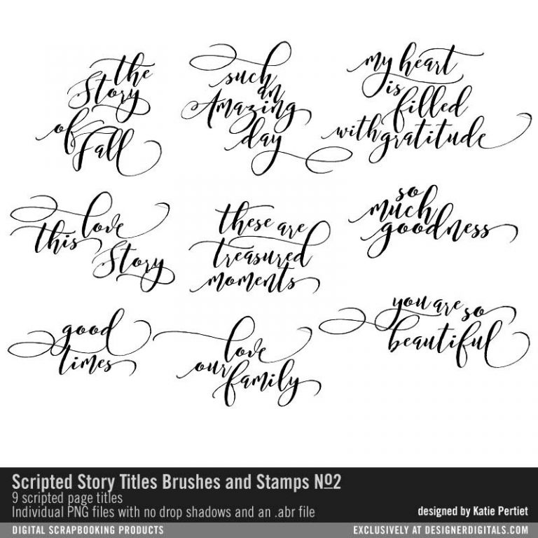 Scripted Story Titles Brushes and Stamps 02 - Katie Pertiet Designs