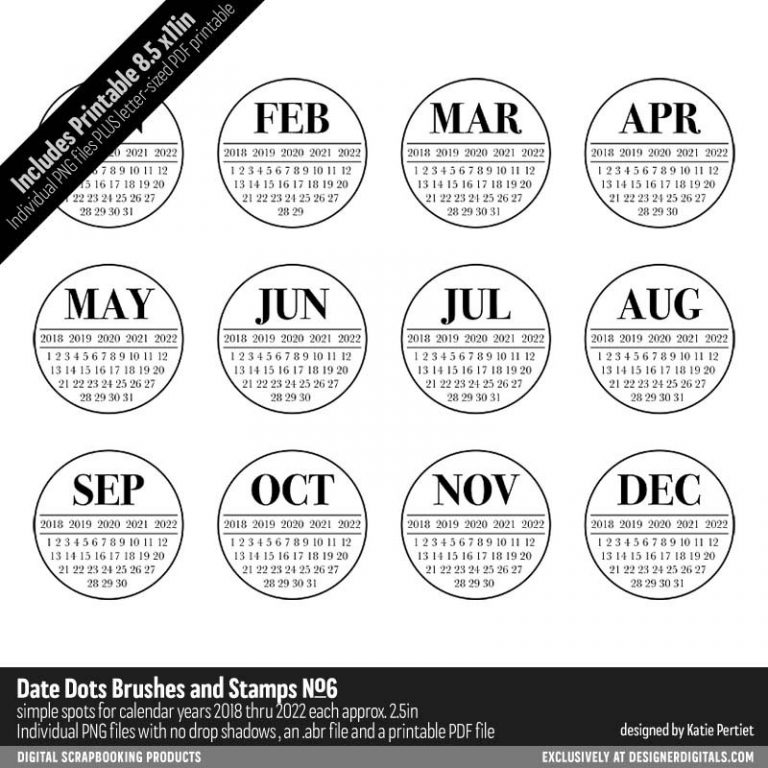 Date Dots 06 Brushes and Stamps - Katie Pertiet Designs