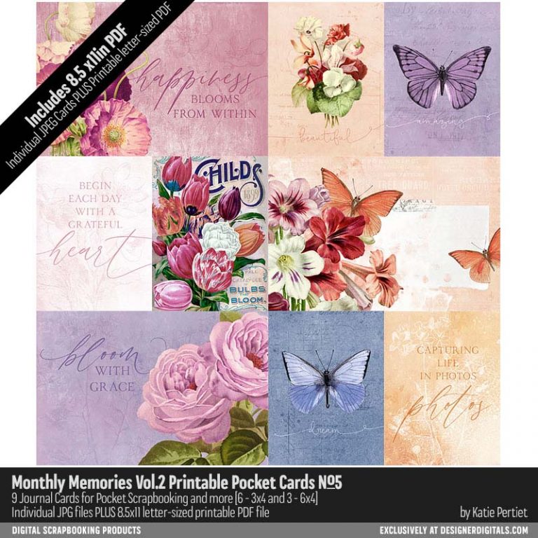Monthly Memories Vol. 02: Printable Pocket Cards 05 - Katie Pertiet Designs