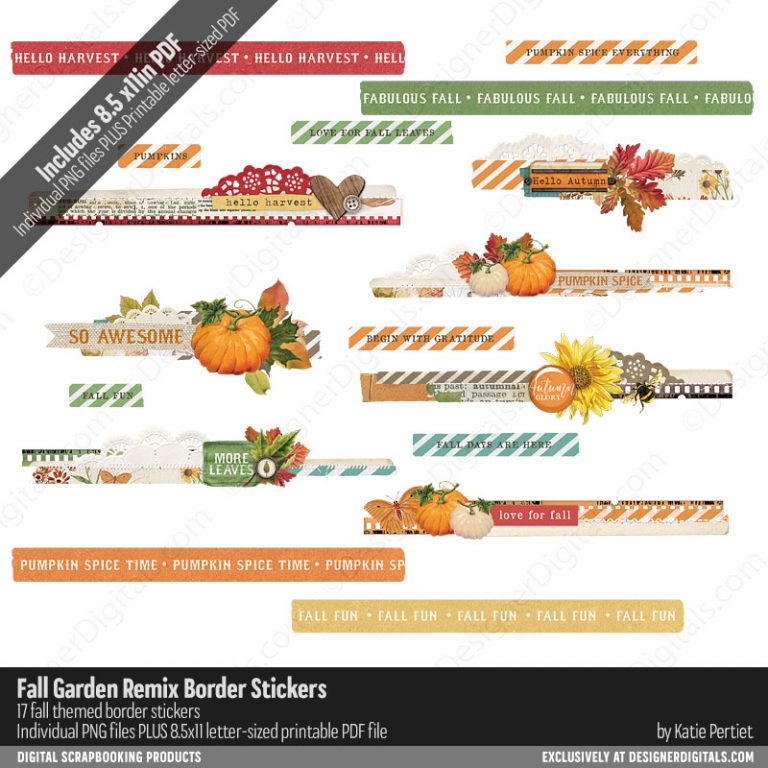 Fall Garden Remix Border Stickers - Katie Pertiet Designs