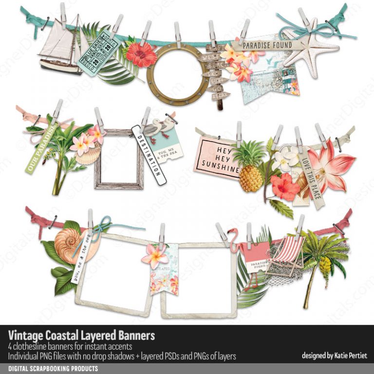 Vintage Coastal Layered Banners - Katie Pertiet Designs