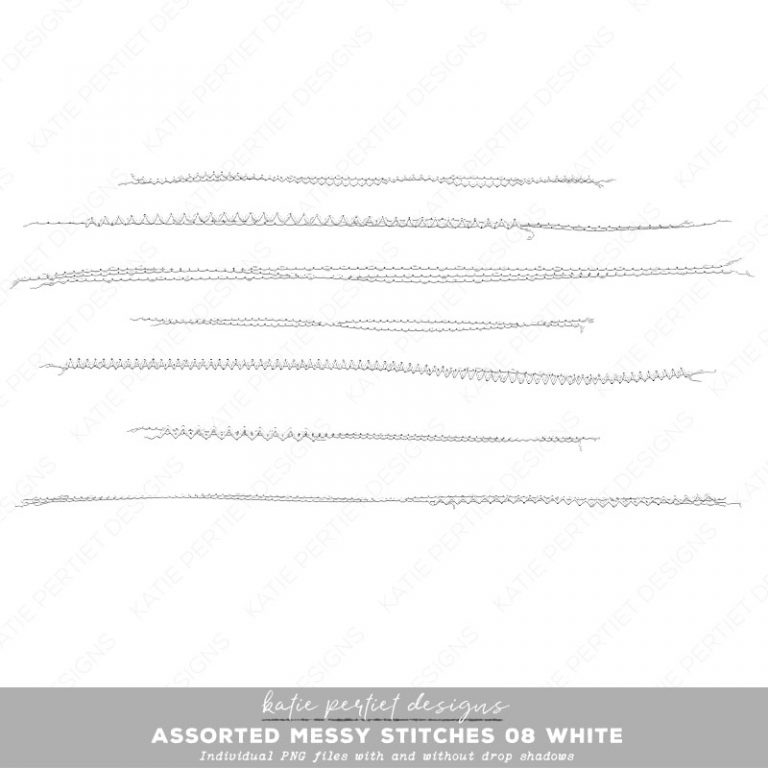 Assorted Messy Stitches 08 White - Katie Pertiet Designs