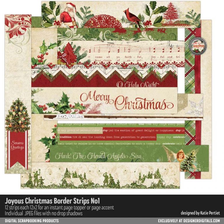 Joyous Christmas Border Strips 01 - Katie Pertiet Designs