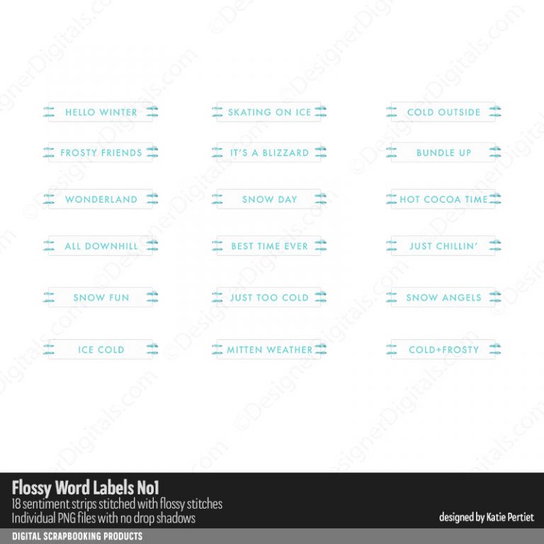 Flossy Word Labels 01 - Katie Pertiet Designs