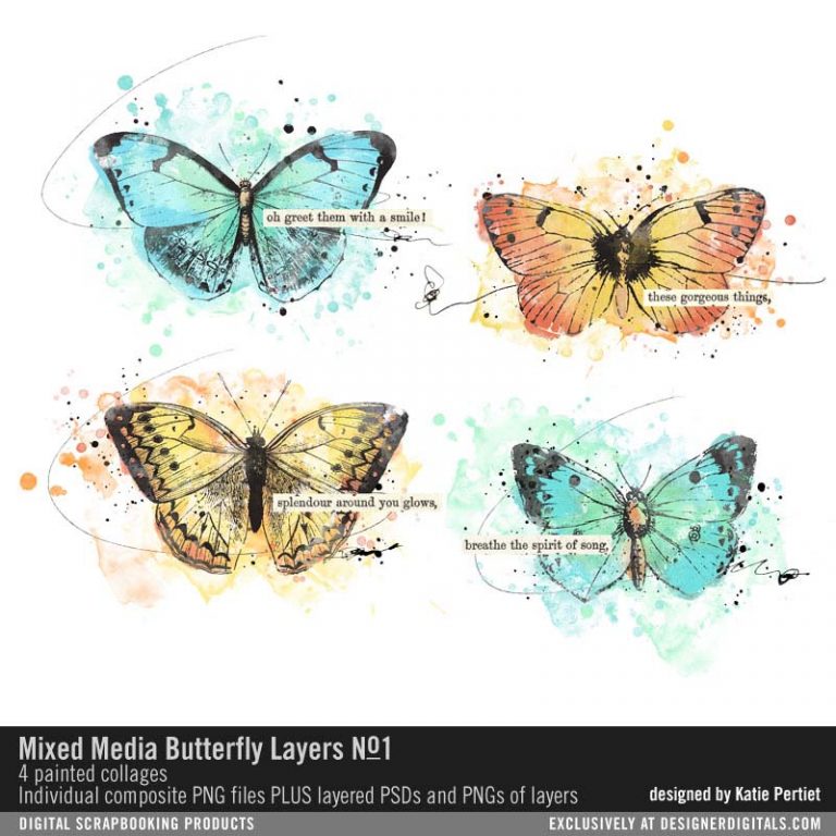 Mixed Media Butterfly Layers 01 - Katie Pertiet Designs