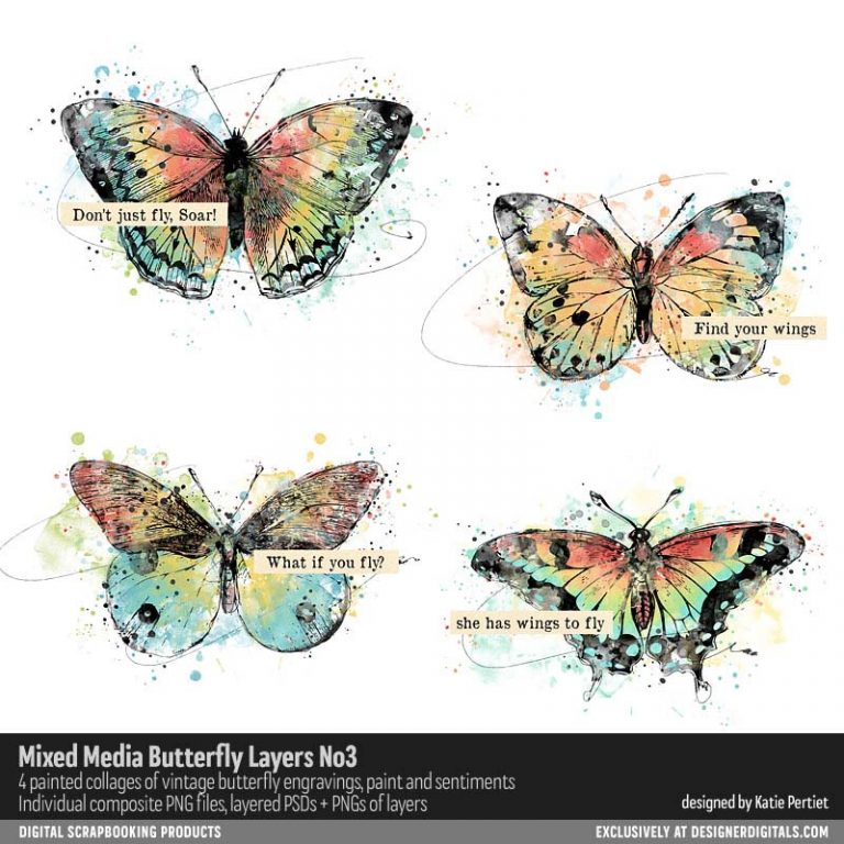 Mixed Media Butterfly Layers 03 - Katie Pertiet Designs