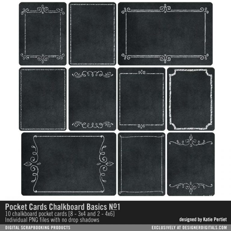 Pocket Cards: Chalkboard Basics 01 - Katie Pertiet Designs