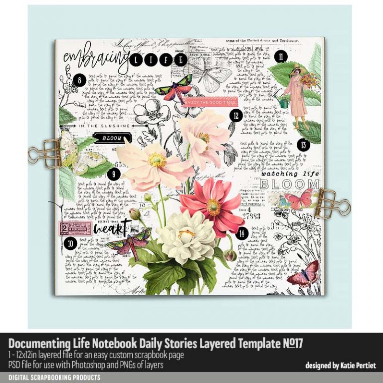 Documenting Life Notebook Daily Stories Template 17 - Katie Pertiet Designs