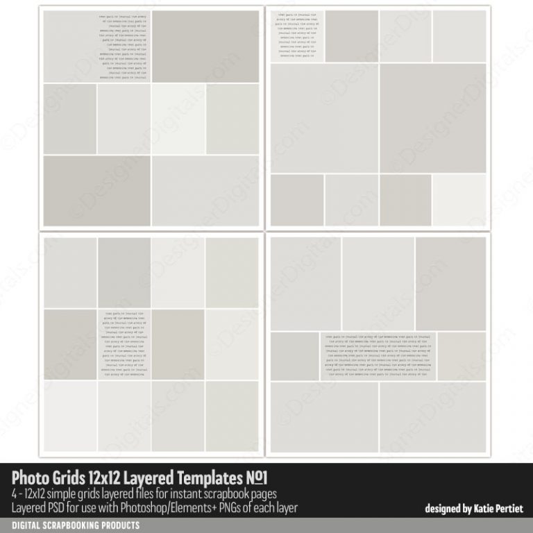 Photo Grids 12×12 Layered Templates 01 - Katie Pertiet Designs