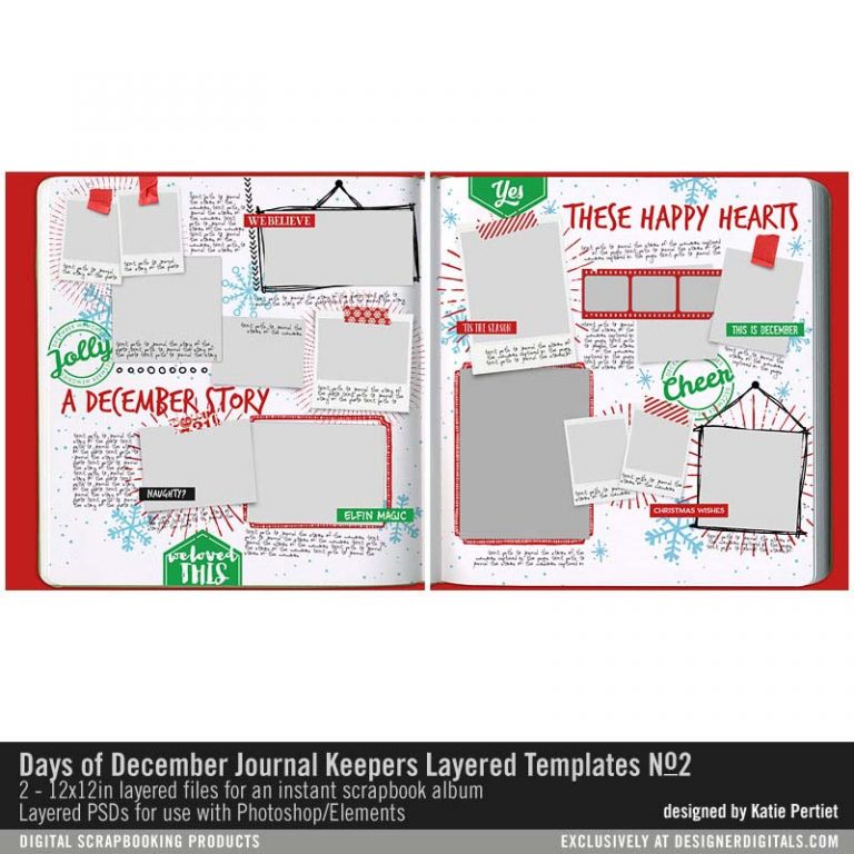Days of December Journal Keepers Layered Templates 02 - Katie Pertiet ...