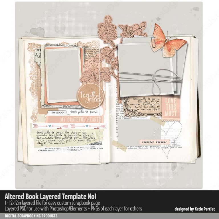 Altered Book Layered Template 01 - Katie Pertiet Designs