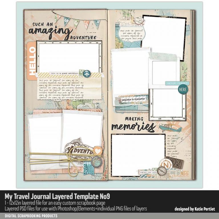 My Travel Journal Layered Template 09 - Katie Pertiet Designs