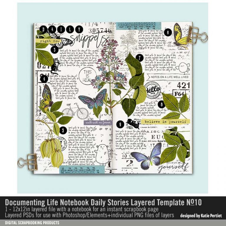 Documenting Life Notebook Daily Stories Template 10 - Katie Pertiet Designs