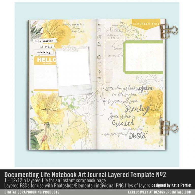 Documenting Life Notebook Art Journal Layered Template 02 - Katie ...