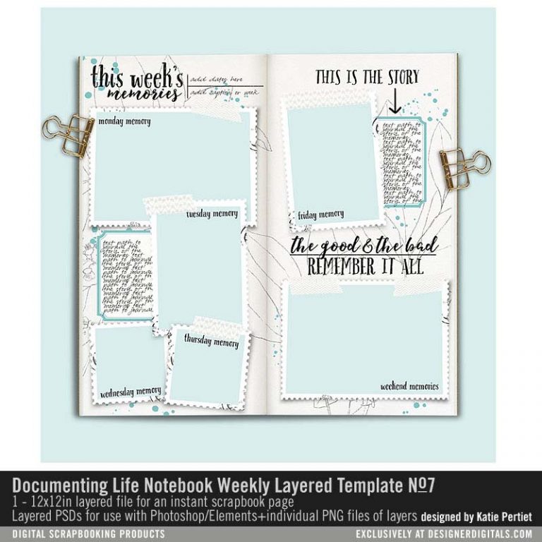 Documenting Life Notebook Weekly Layered Template 07 - Katie Pertiet ...