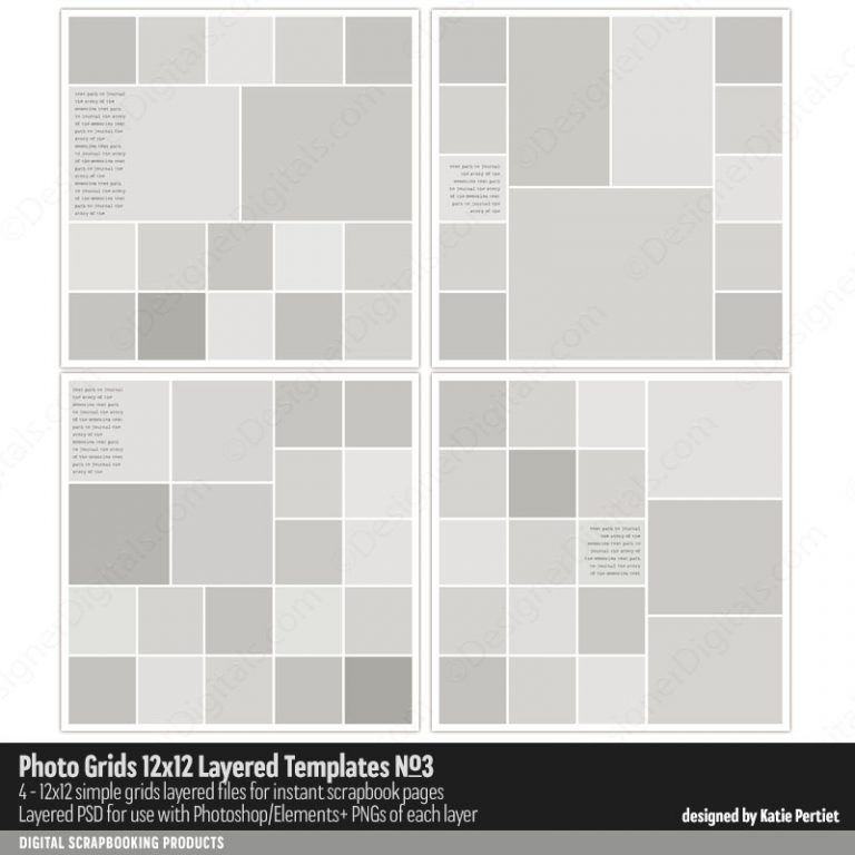 Photo Grids 12×12 Layered Templates 03 - Katie Pertiet Designs