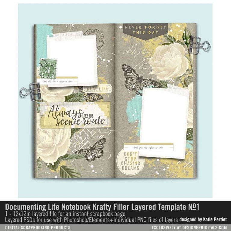 Documenting Life Notebook Krafty Filler Template 01 - Katie Pertiet Designs