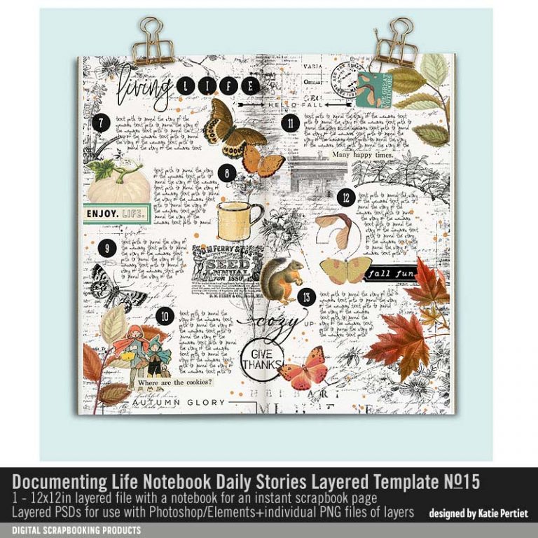 Documenting Life Notebook Daily Stories Template 15 - Katie Pertiet Designs