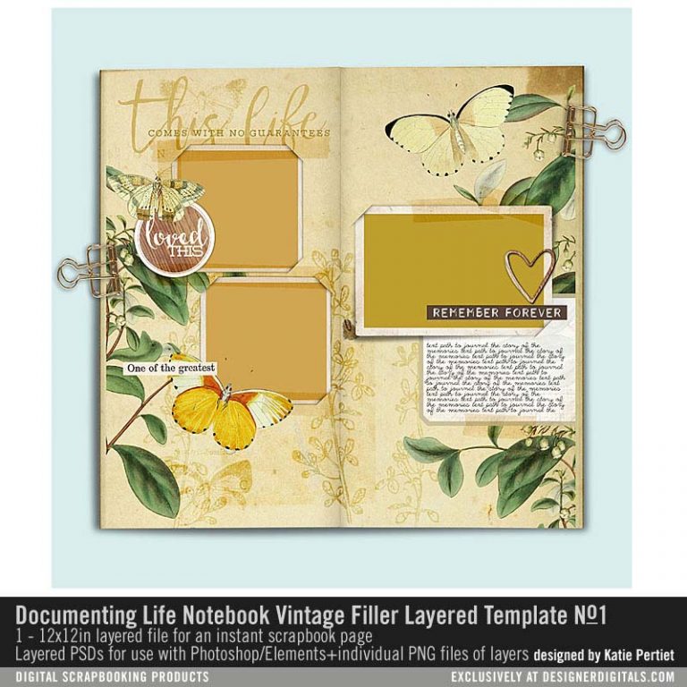 Documenting Life Notebook Vintage Filler Template 01 - Katie Pertiet ...