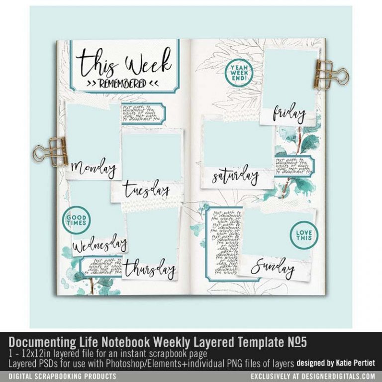 Documenting Life Notebook Weekly Layered Template 05 - Katie Pertiet ...