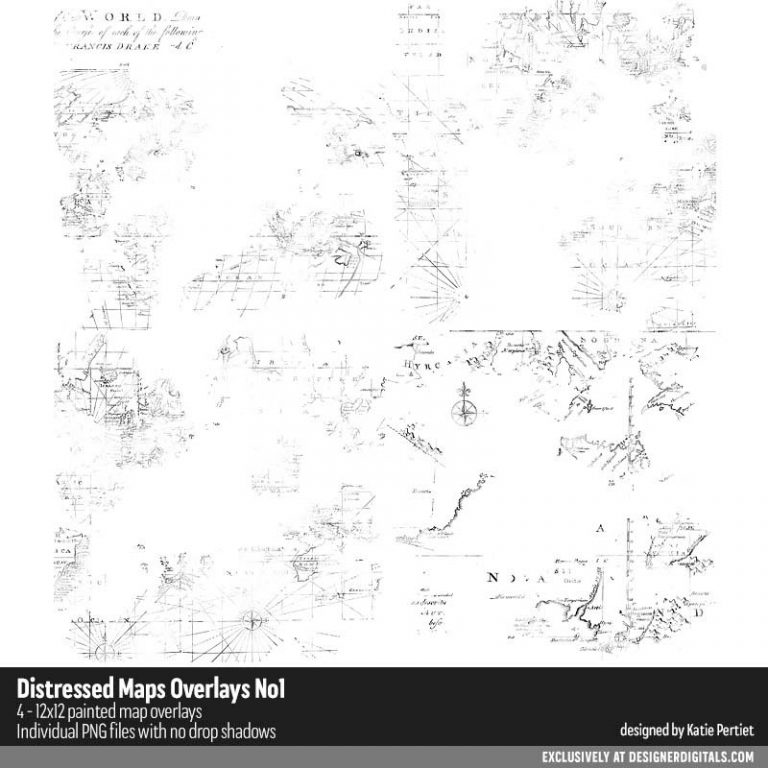Distressed Maps Overlays 01 - Katie Pertiet Designs
