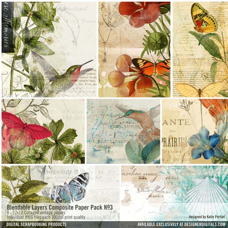 Vintage Traveler Solids Printable Paper Pack - Katie Pertiet Designs