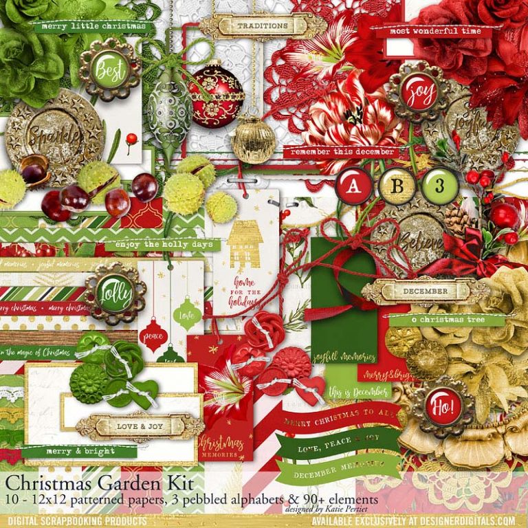 Christmas Garden Scrapbooking Kit - Katie Pertiet Designs