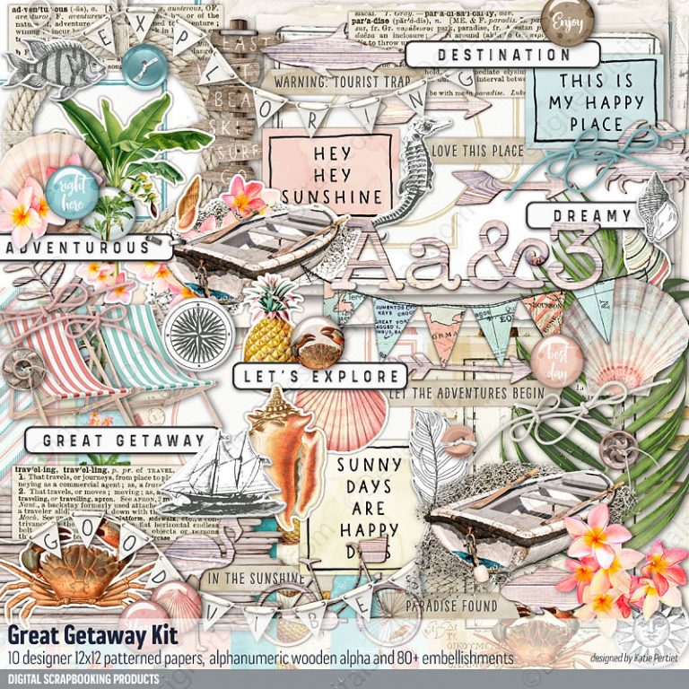 Great Getaway Travel Scrapbook Kit - Katie Pertiet Designs