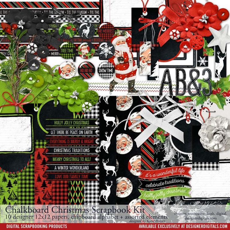 Chalkboard Christmas Scrapbook Kit - Katie Pertiet Designs
