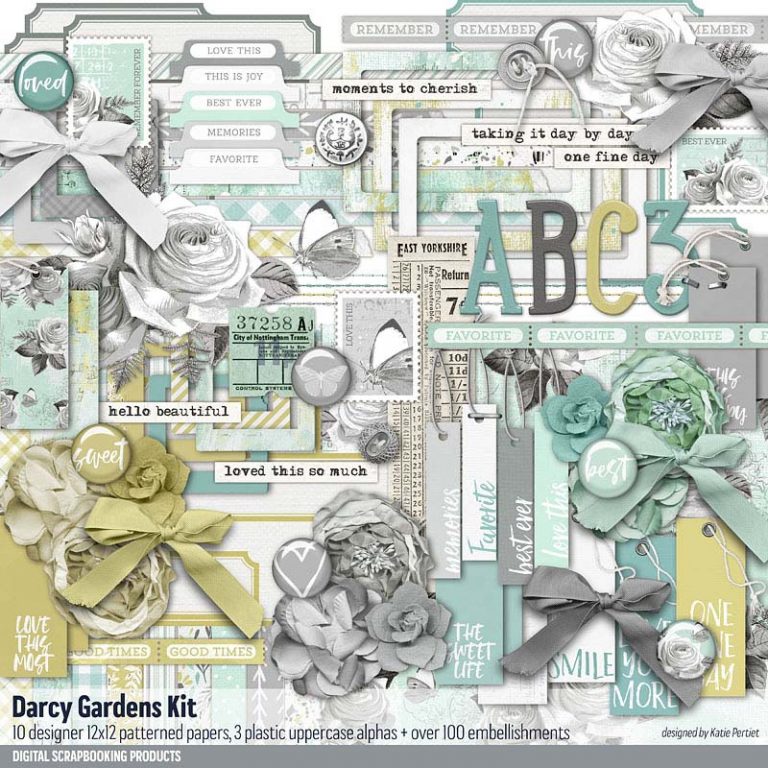 Darcy Gardens Scrapbook Kit - Katie Pertiet Designs