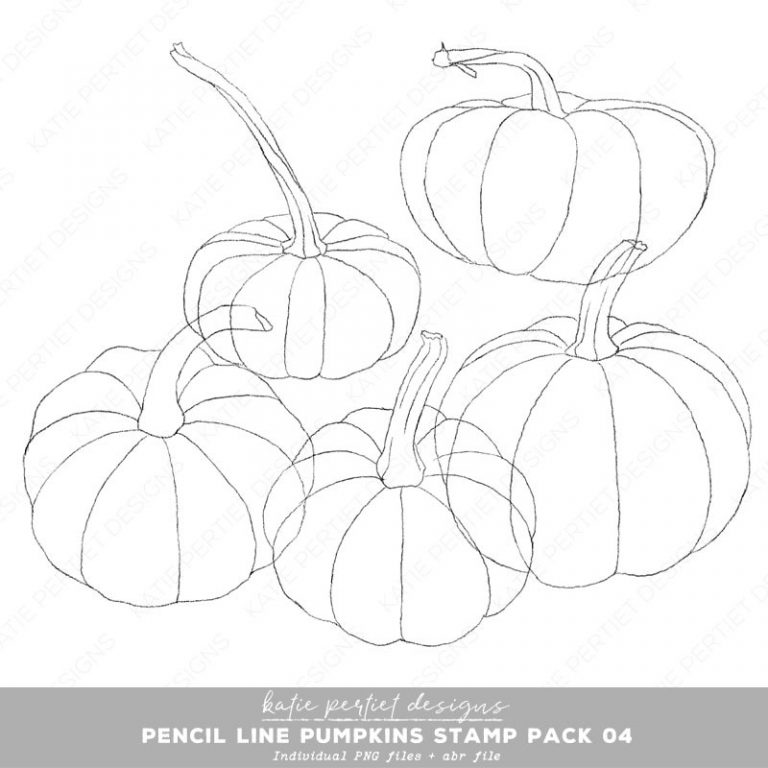 Pencil Line Pumpkins Stamp Pack 04 - Katie Pertiet Designs