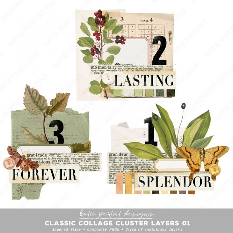 Classic Collage Cluster Layers 01 - Katie Pertiet Designs