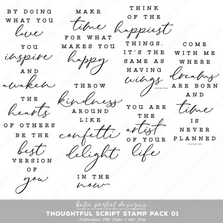Thoughtful Script Stamp Pack 01 - Katie Pertiet Designs