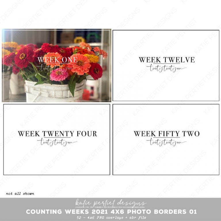 Counting Weeks 2021 4×6 Photo Borders 01 - Katie Pertiet Designs