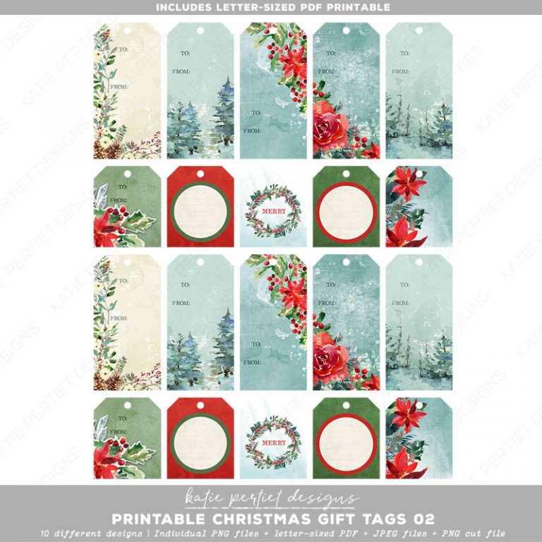 Printable Christmas Gift Tags 02 - Katie Pertiet Designs