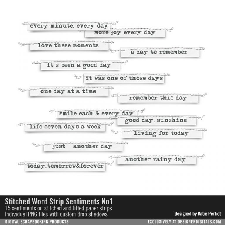 Stitched Word Strip Sentiments 01 - Katie Pertiet Designs