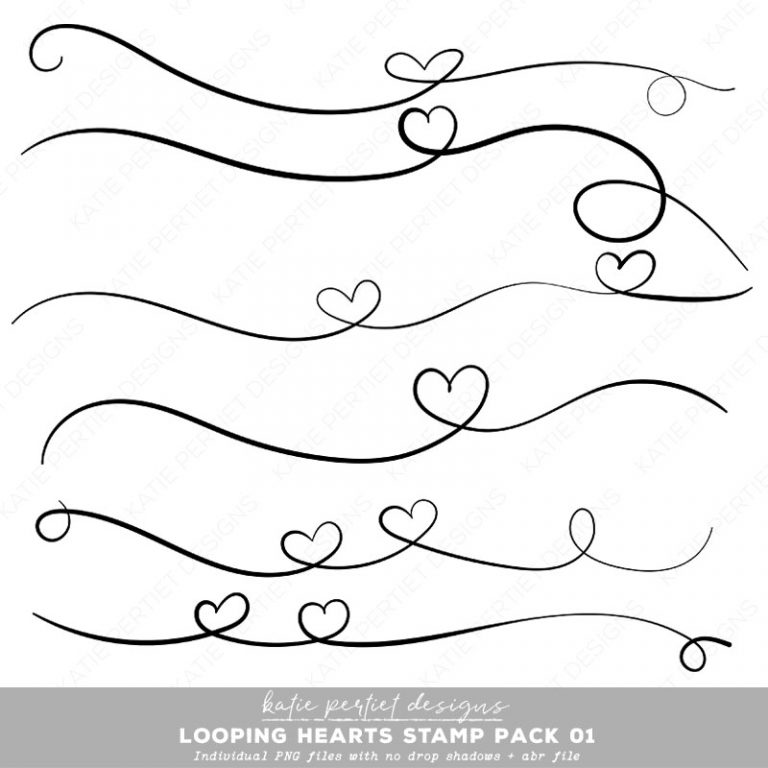 Looping Hearts Stamp Pack 01 - Katie Pertiet Designs