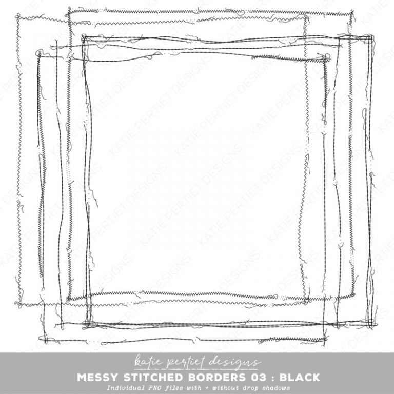 Messy Stitched Borders 03: Black - Katie Pertiet Designs