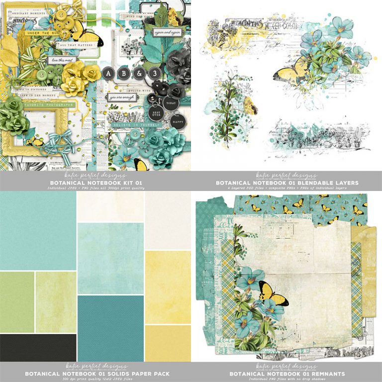 Botanical Notebook 01 Scrapbooking Bundle - Katie Pertiet Designs