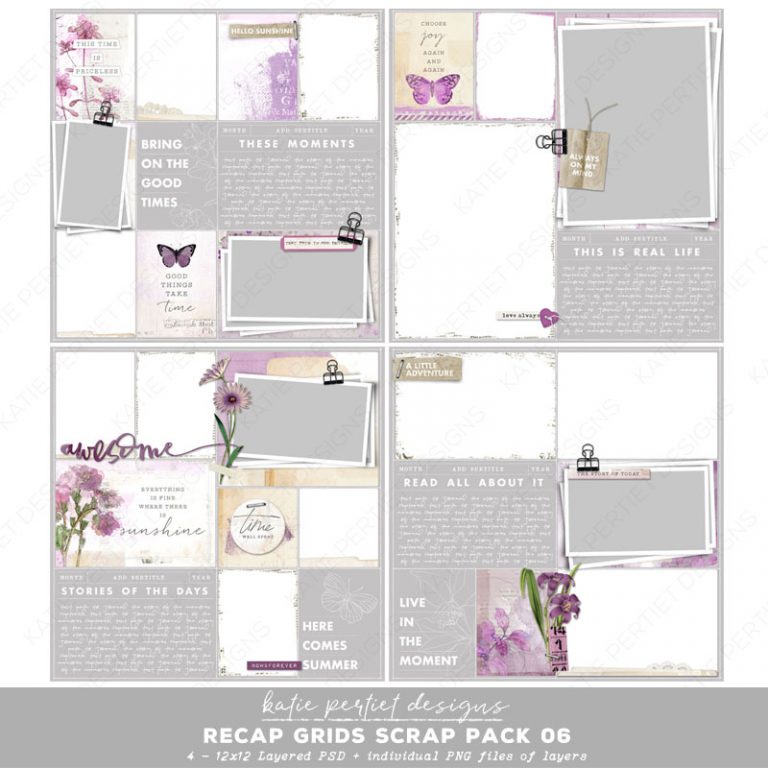 Recap Grids Layered Templates Scrap Pack 06 - Katie Pertiet Designs