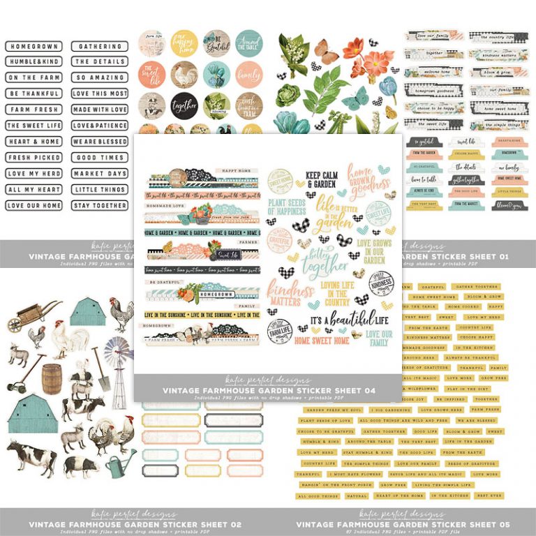 Vintage Farmhouse Garden Sticker Bundle - Katie Pertiet Designs