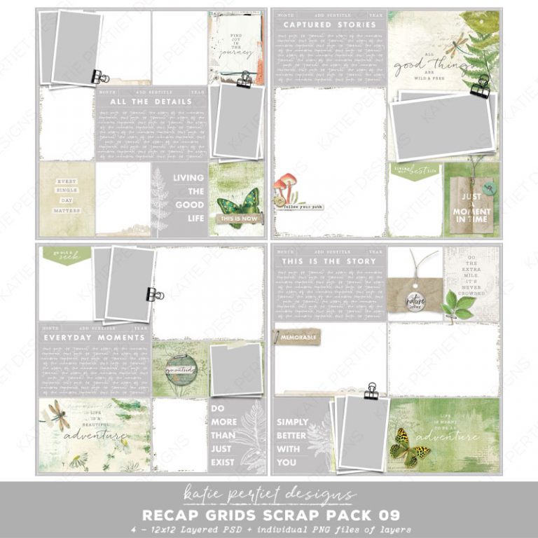 Recap Grids Layered Templates Scrap Pack 09 - Katie Pertiet Designs