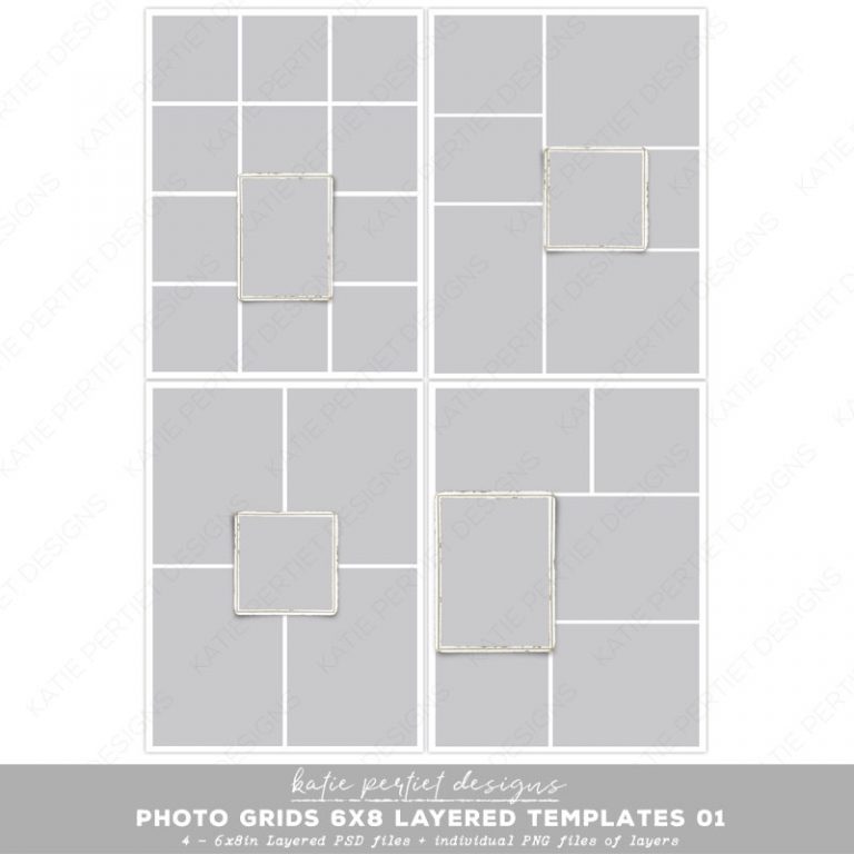 Photo Grids 6×8 Layered Templates 01 - Katie Pertiet Designs