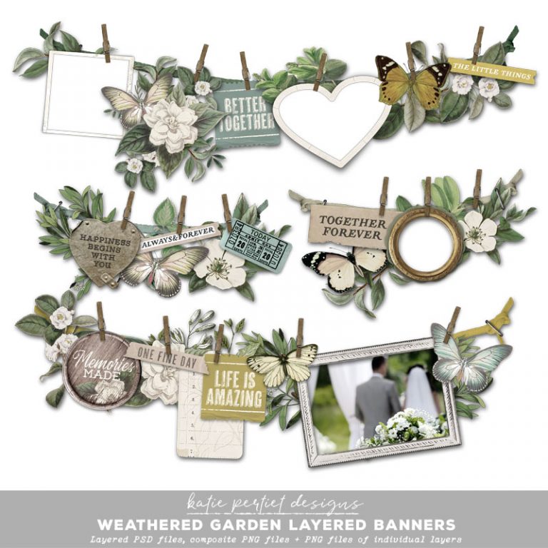 Weathered Garden Layered Banners - Katie Pertiet Designs