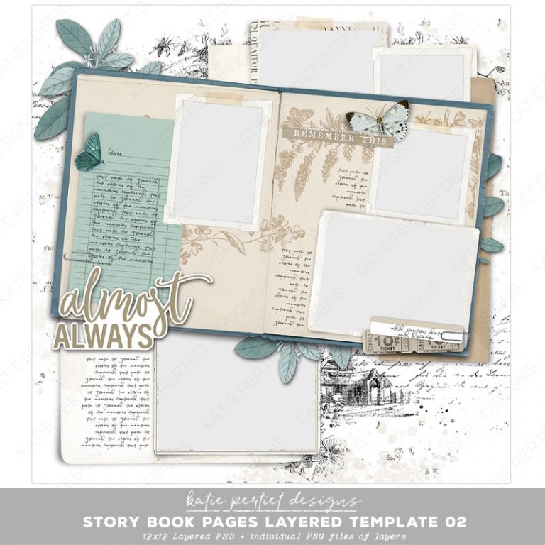Story Book Pages Layered Template 07 - Katie Pertiet Designs