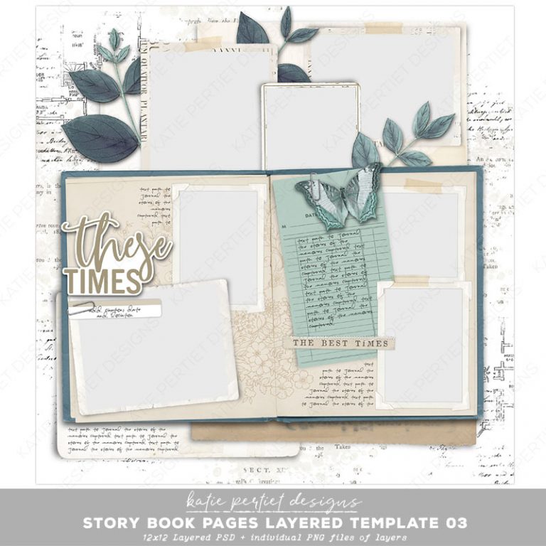 Story Book Pages Layered Template 07 - Katie Pertiet Designs