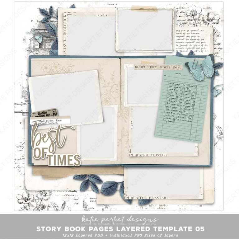 Story Book Pages Layered Template 05 - Katie Pertiet Designs