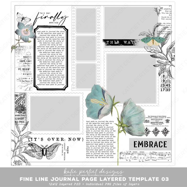 Fine Line Journal Pages Layered Template 03 - Katie Pertiet Designs